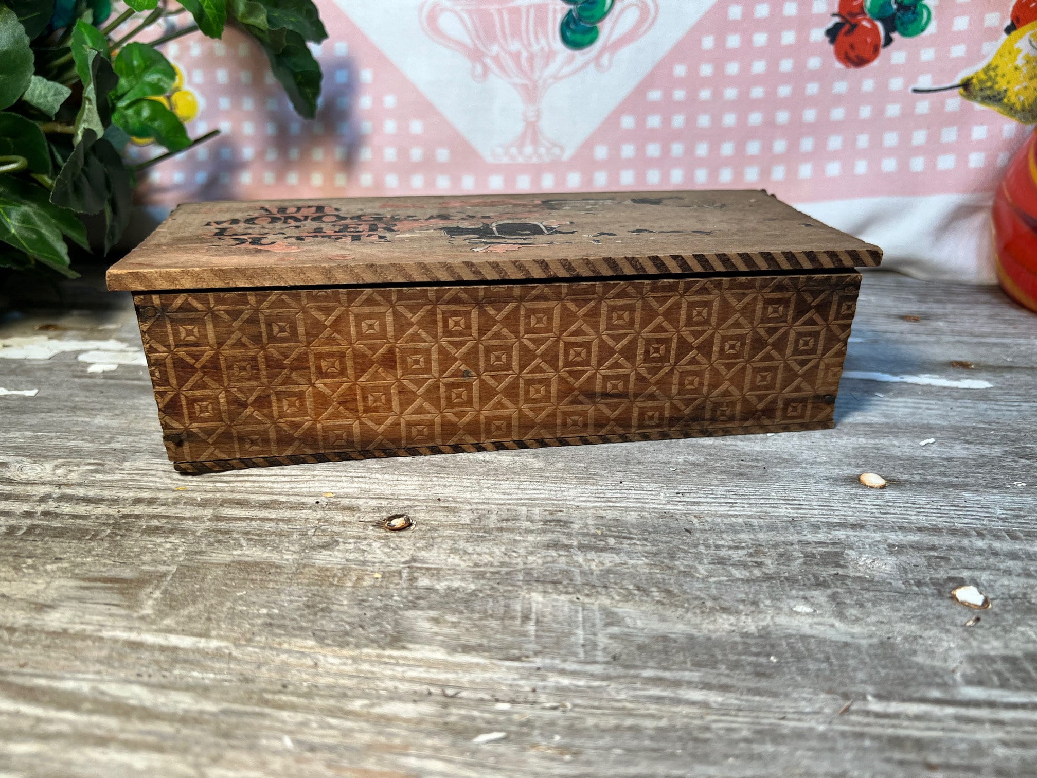 Antique 1915 Unique Pyrography Box automobile Monogram - Etsy