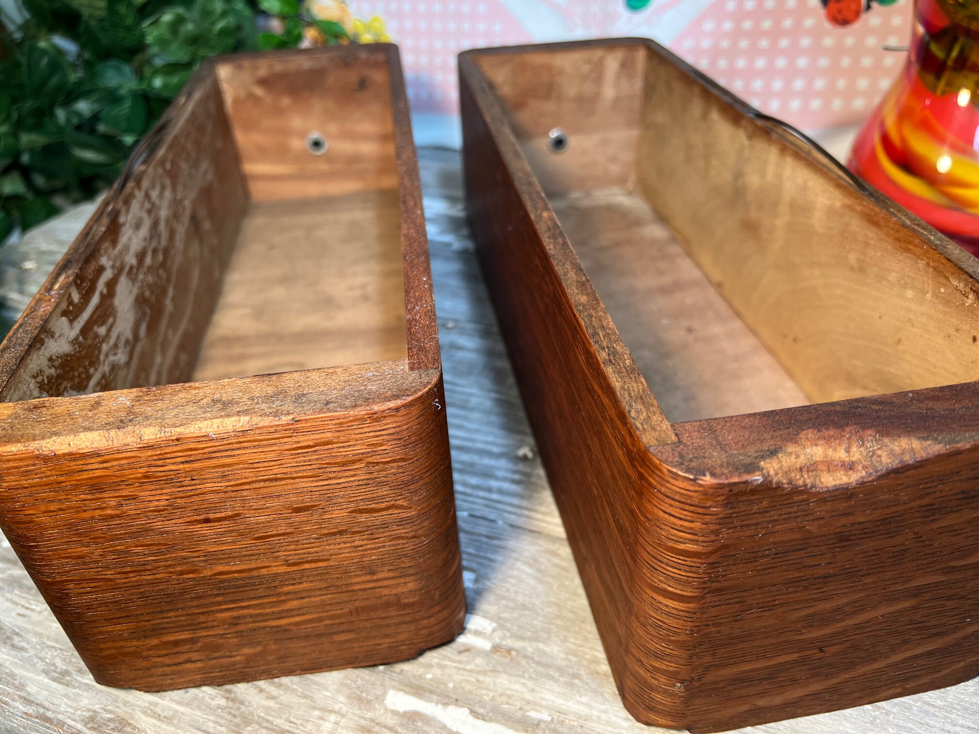 Vintage Wood Sewing Machine Drawers, Set of 2 in Frame With Top ...