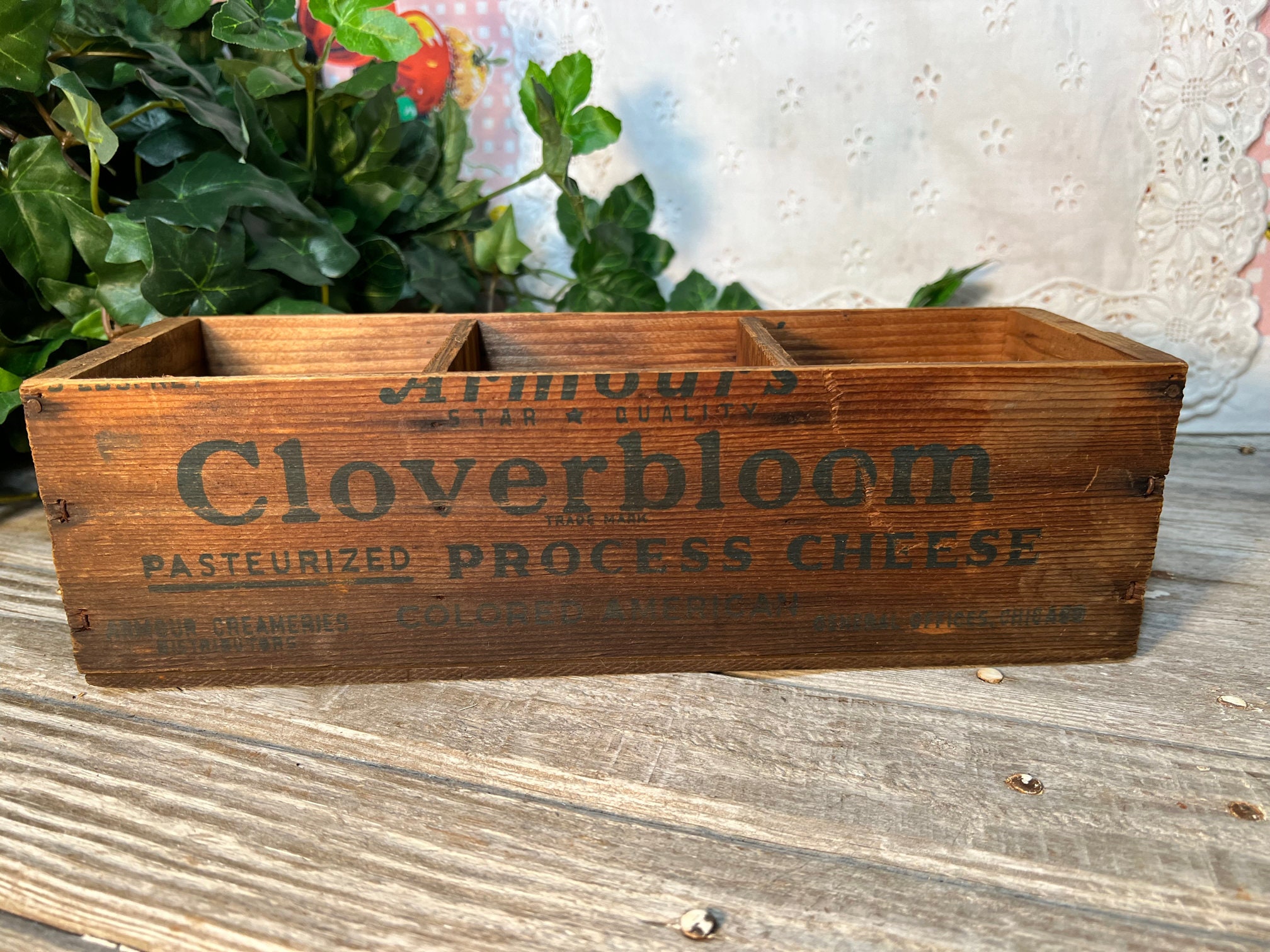 Vintage Armour Cloverbloom Cheese Box, Wood Storage Advertising Crate ...