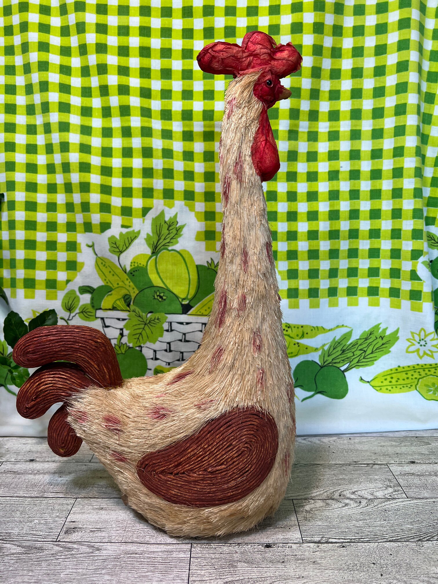Vintage Straw Chicken Rooster Sisal Paper Mache Natural - Etsy