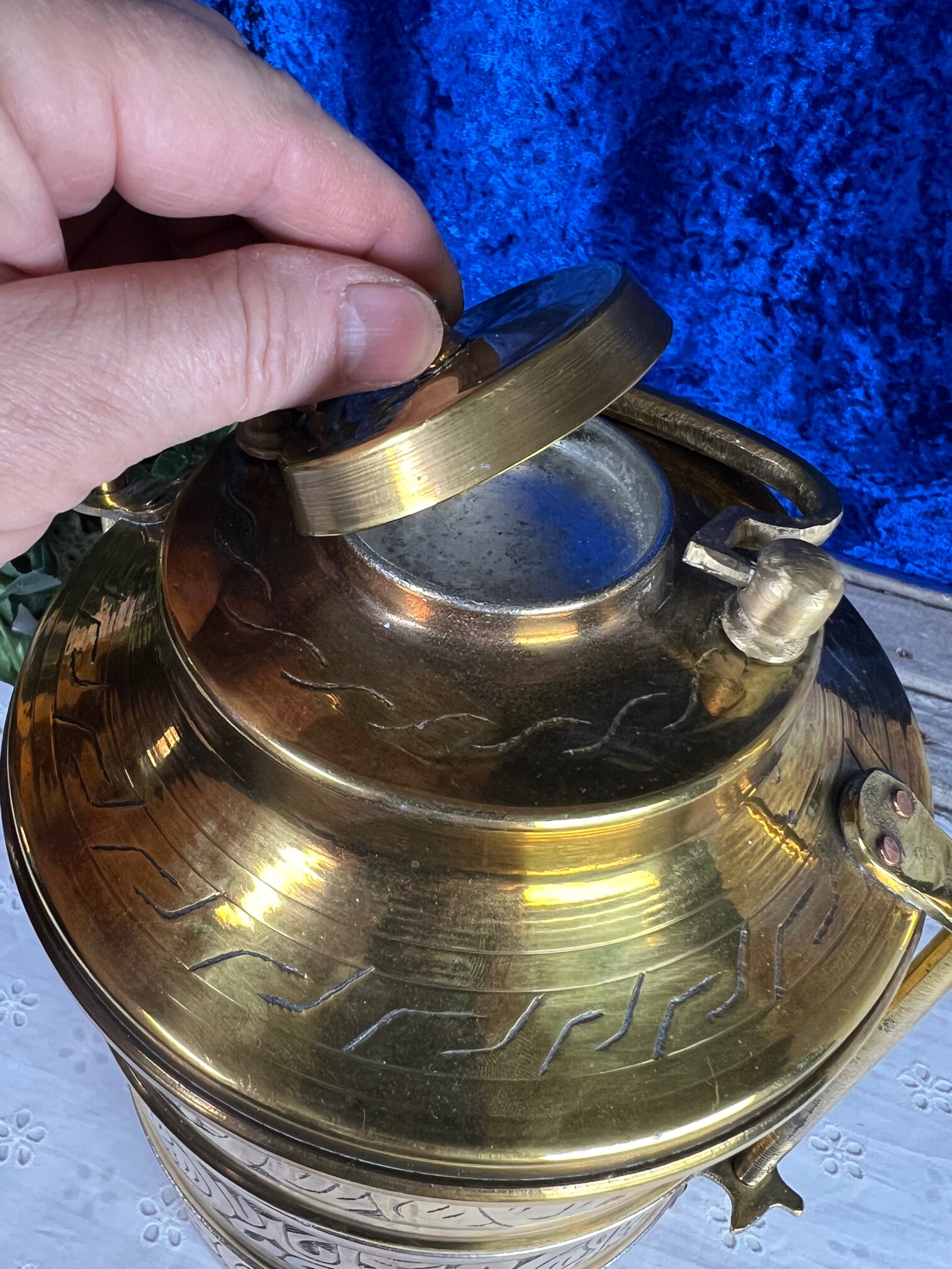 Vintage Brass Tiffin: Stackable Lunch Box Carrier, Middle Eastern Decor ...