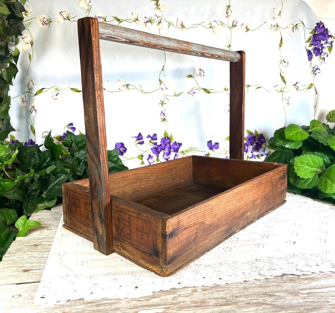 Vintage Wood Tote Made From Vintage Produce Crate, Primitive Rustic ...
