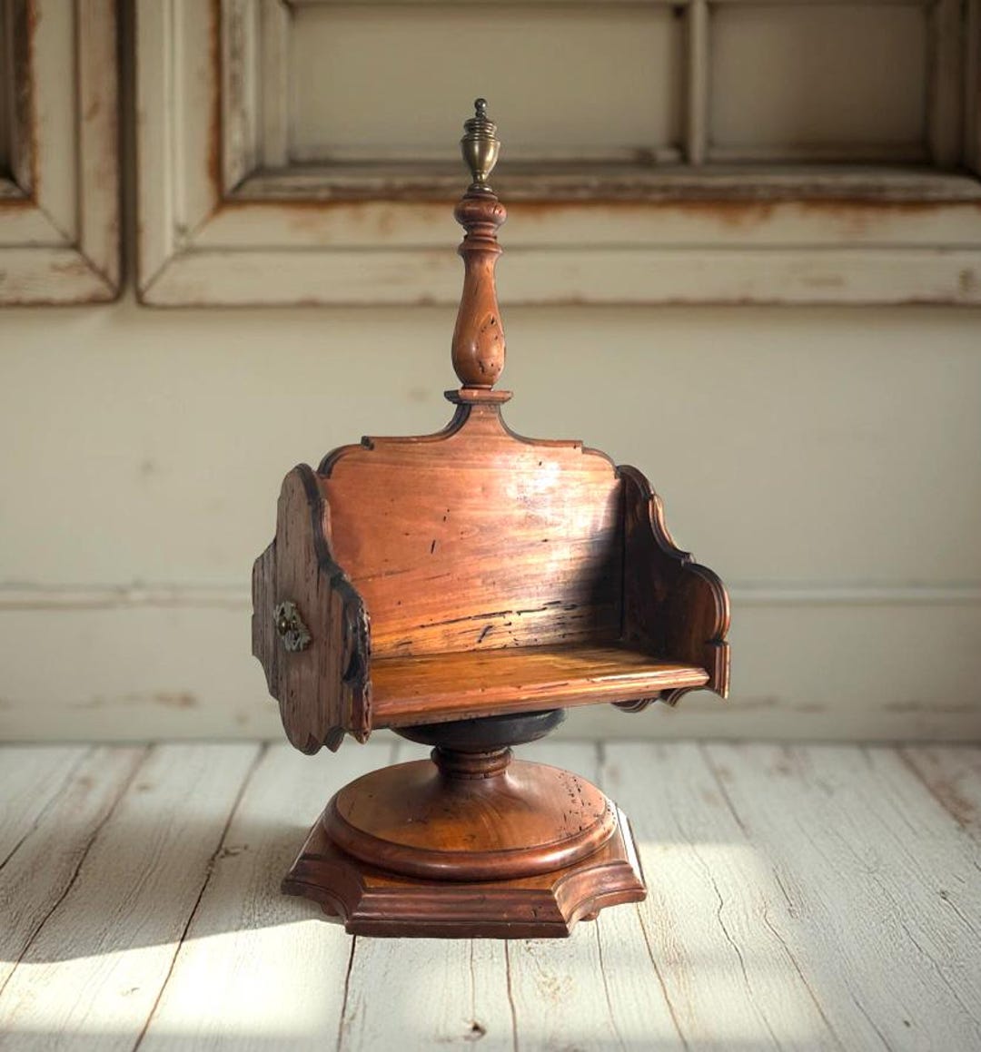 Unique Antique Revolving Library Book Stand, Wood Turntable, Dining ...