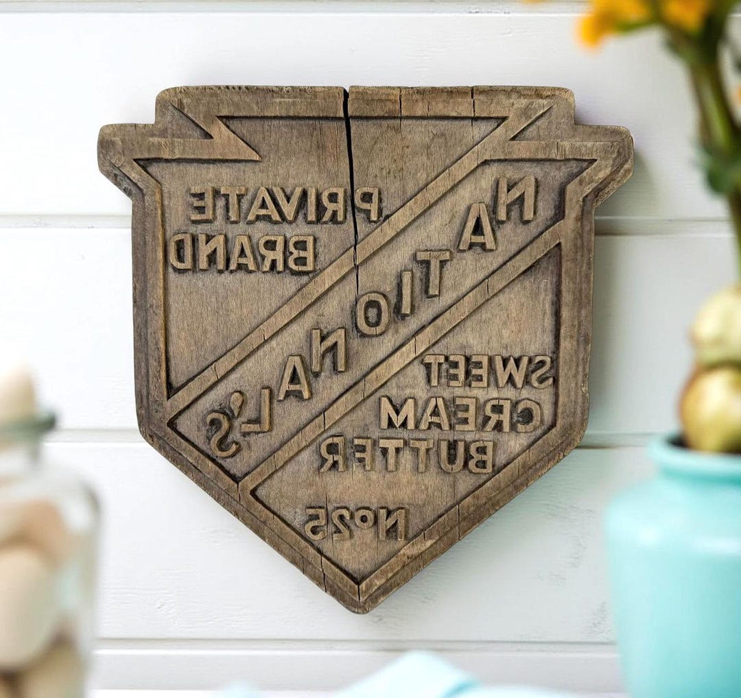 Antique Commercial Butter Stamp Mold, Rustic Farmhouse Kitchen Wall ...