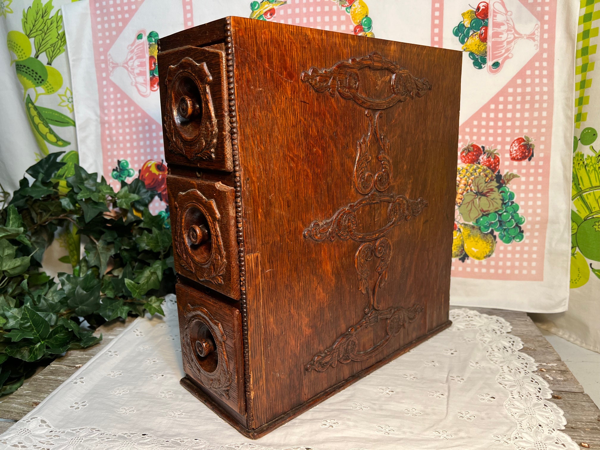 Antique Wood Sewing Machine Drawers, Original Unrestored Set of 3 in ...