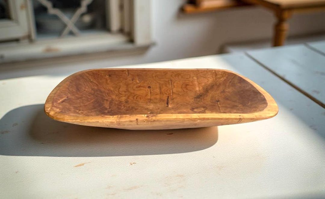 Antique Dough Bowl Trencher 14”, Hand Carved Wood, Primitive Rustic ...