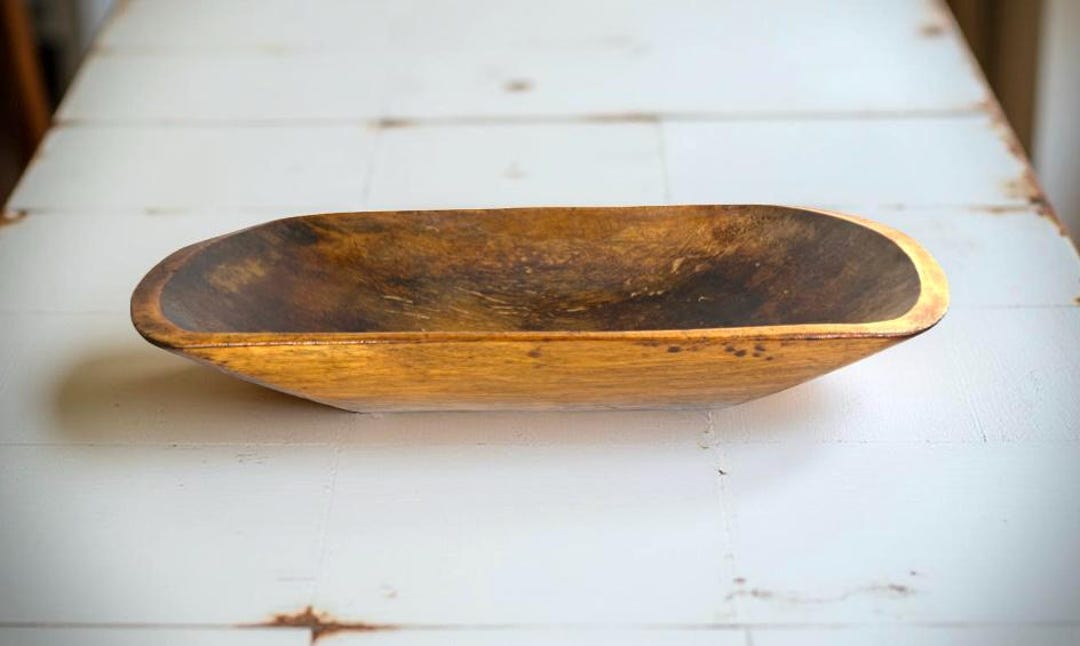 Antique Dough Bowl Trencher 21”, Hand Carved Wood, Primitive Rustic ...