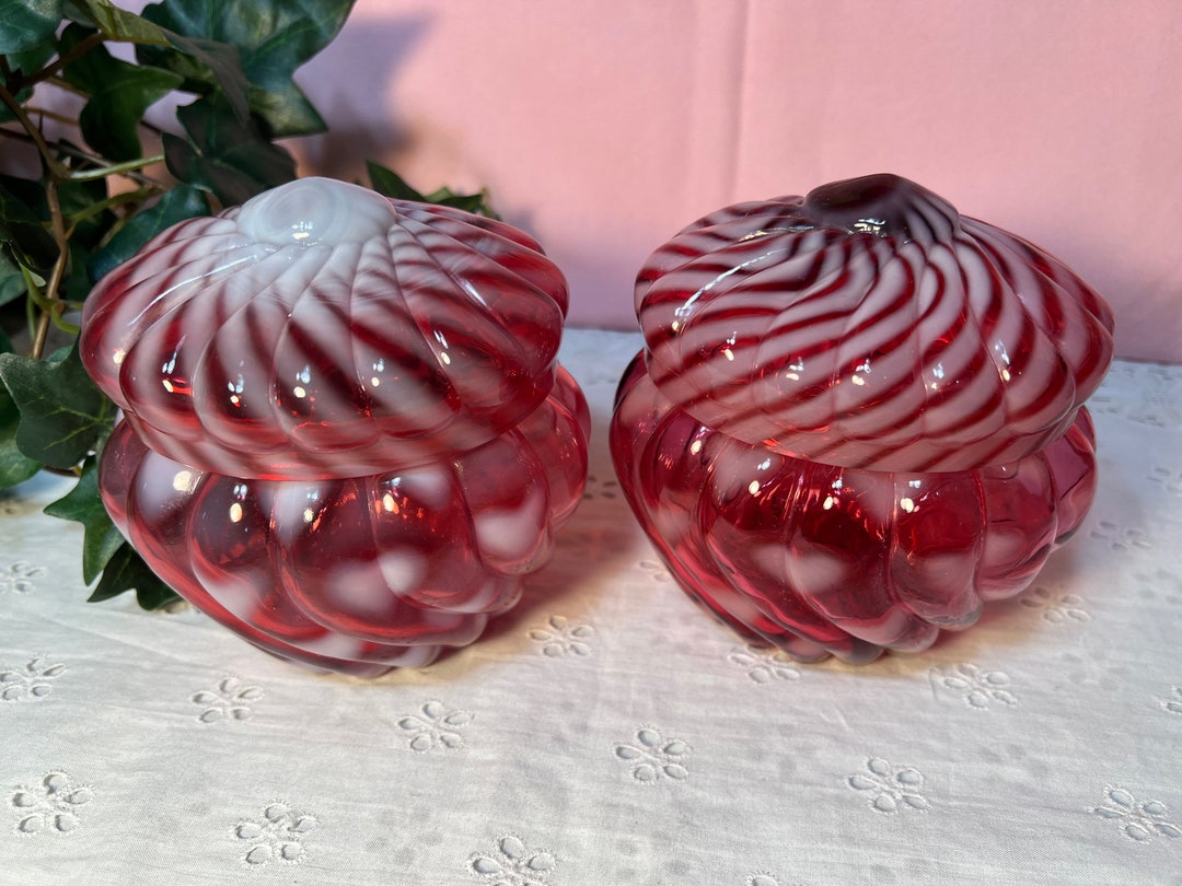 Vintage 1990s Fenton Art Glass, Choice of Cranberry Opalescent Spiral ...