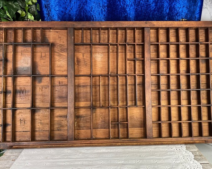 Antique Large Printers Tray Curio Cabinet Wall Shelf, Cubby, Miniatures ...