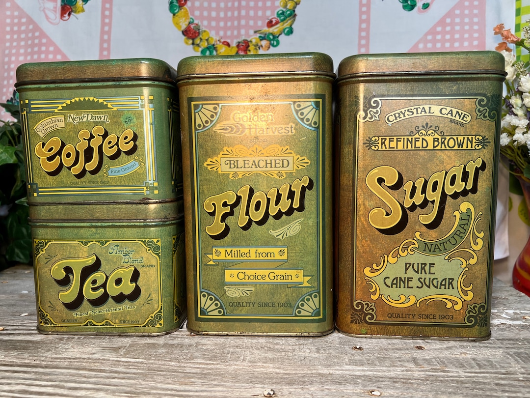 Vintage 1970s Cheinco Kitchen Canister Set, Coffee, Tea, Flour, Sugar ...