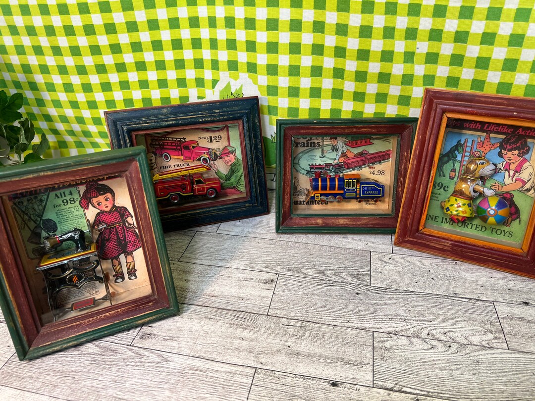 Vintage Delightful Shadowbox Toys in the Cupboard, Shadows of Yesterday ...