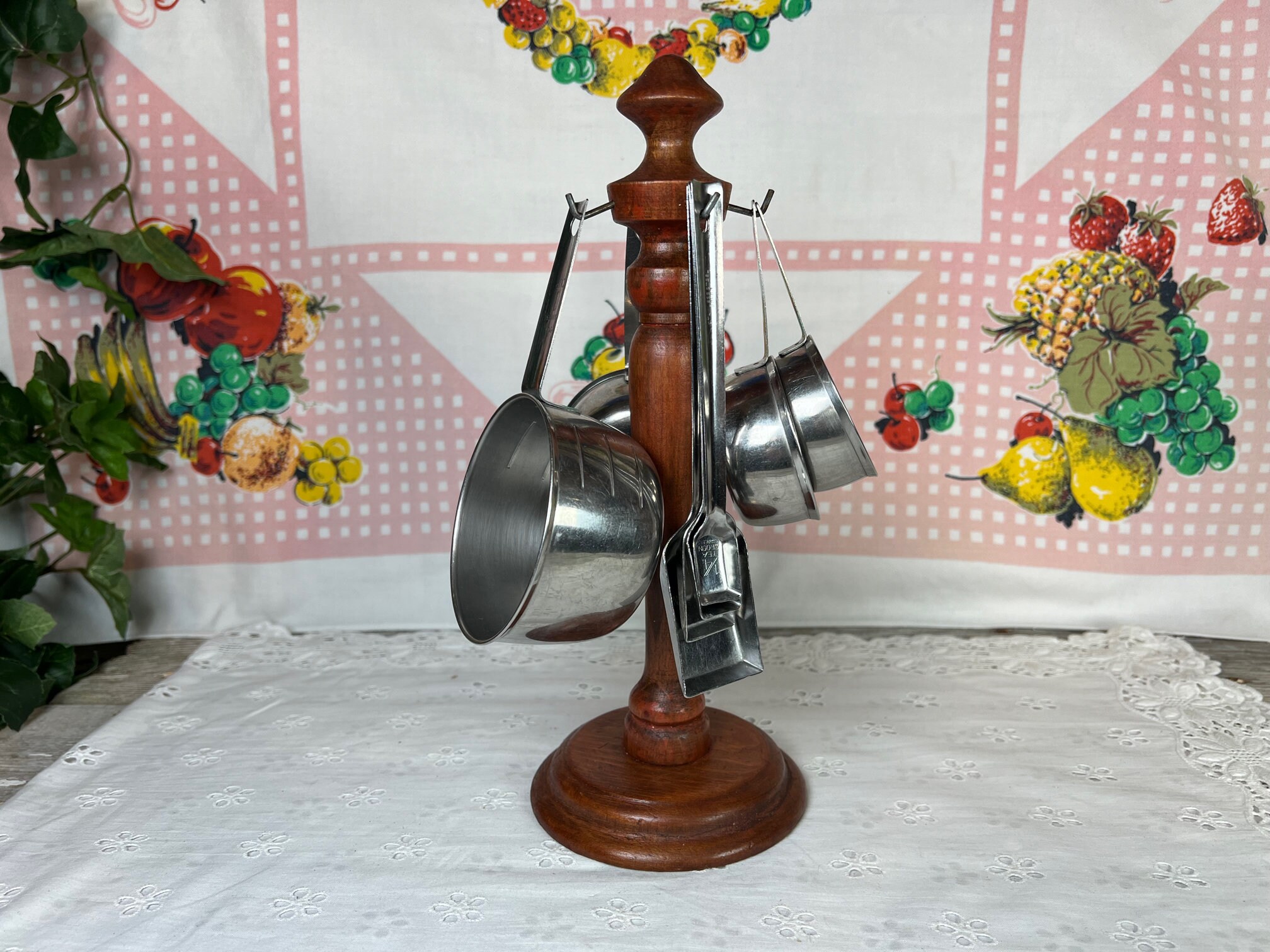 Vintage Foley Measuring Cups on Wood Stand, Stainless Steel, Shovel ...