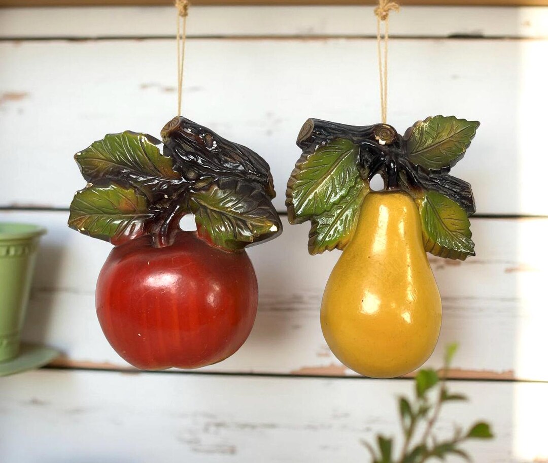 Vintage Chalkware Fruit Wall Plaques, Mid Century Farmhouse Decor - Etsy