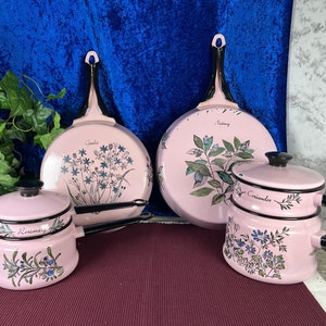 Vintage 1960s Pink Enamelware, Hand Painted Dela-ware by Delano Studios ...