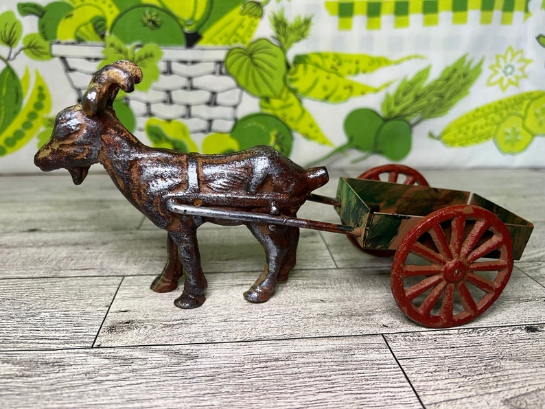 1900 Rare Antique Cast Iron Goat Pulling Cart Kenton Hardware - Etsy