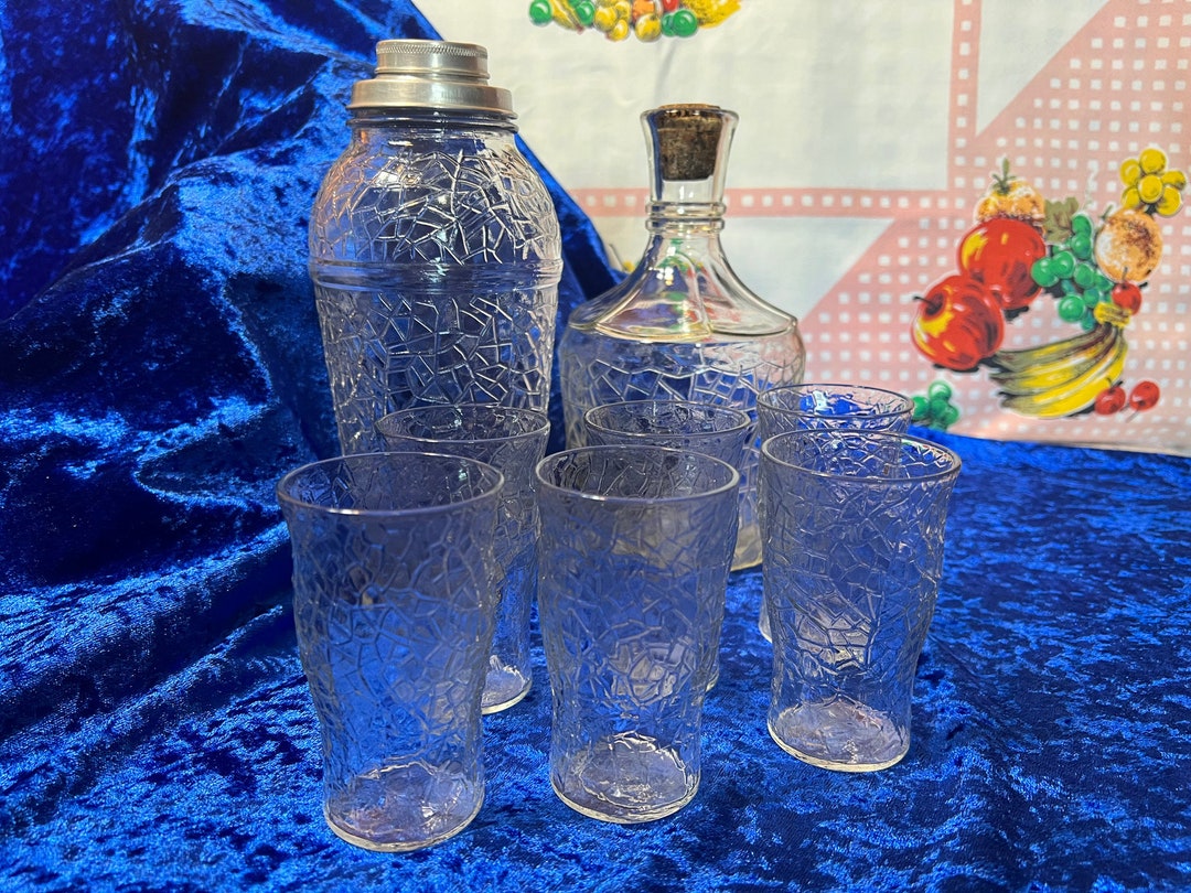 Stunning Vintage Art Deco Cocktail Bar Set, Shaker, Decanter, 6 Glasses ...