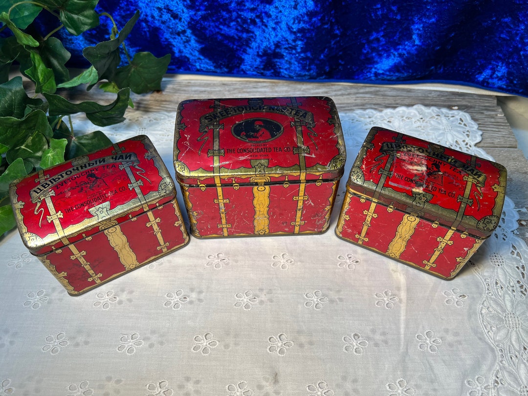 Antique Tea Tin Treasure Chest, Swee-touch-nee, Choose a Tea Container ...