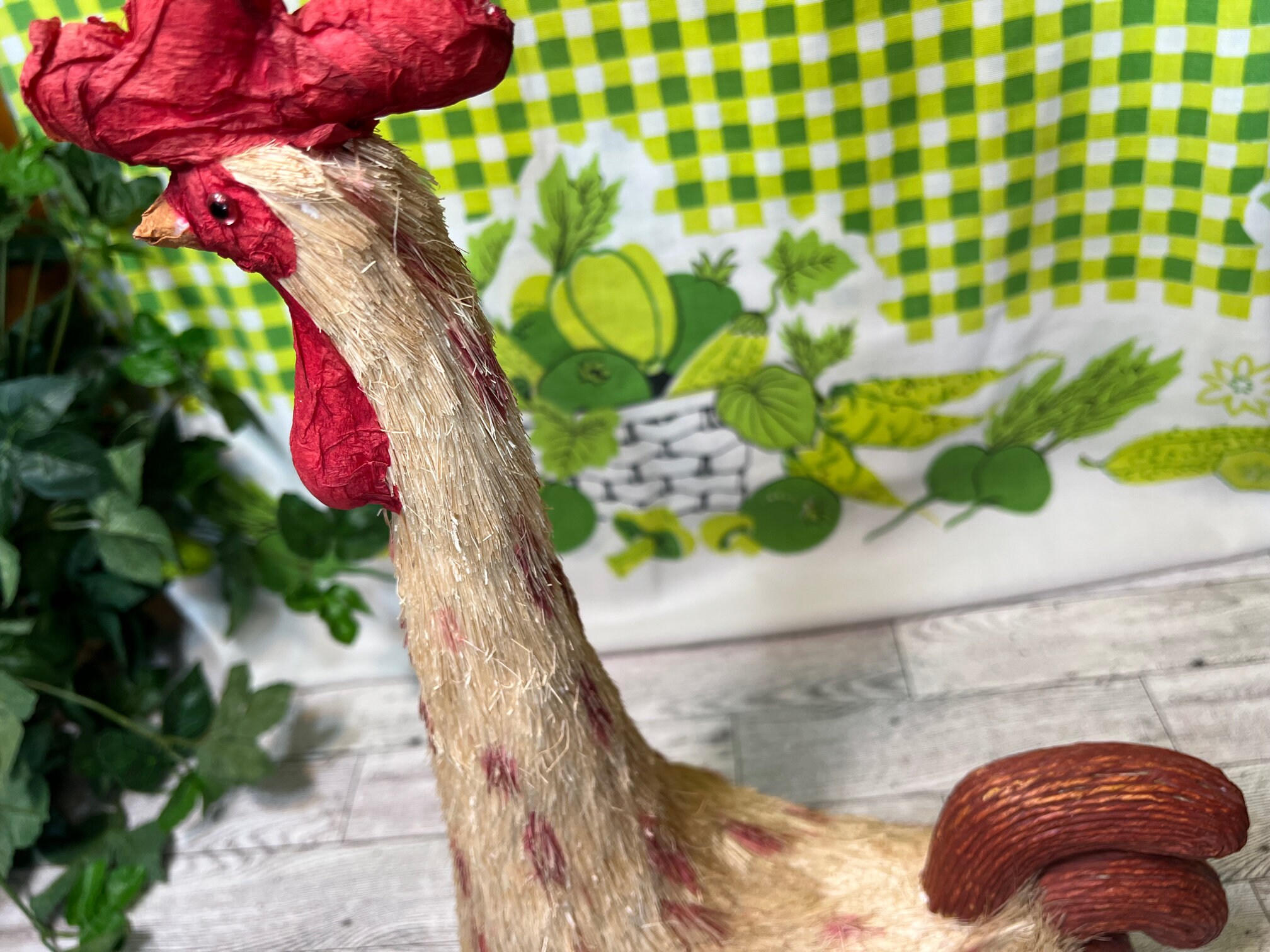Vintage Straw Chicken Rooster Sisal Paper Mache Natural - Etsy