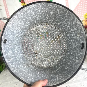Antique Early 1900s Enamel Strainer Colander, Enamelware, Primitive ...