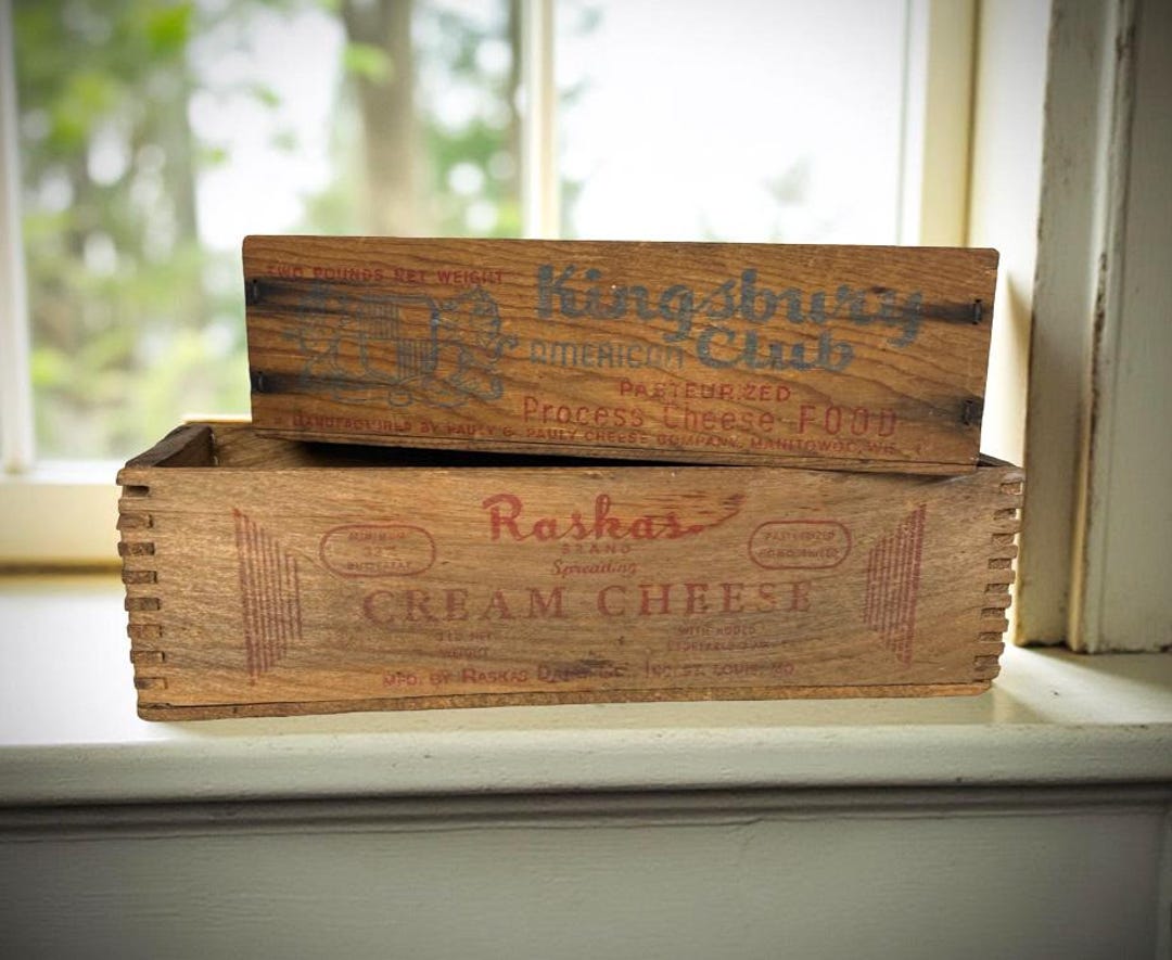 Vintage Cheese Boxes, Wood Advertising Crate, Primitive Rustic Country ...
