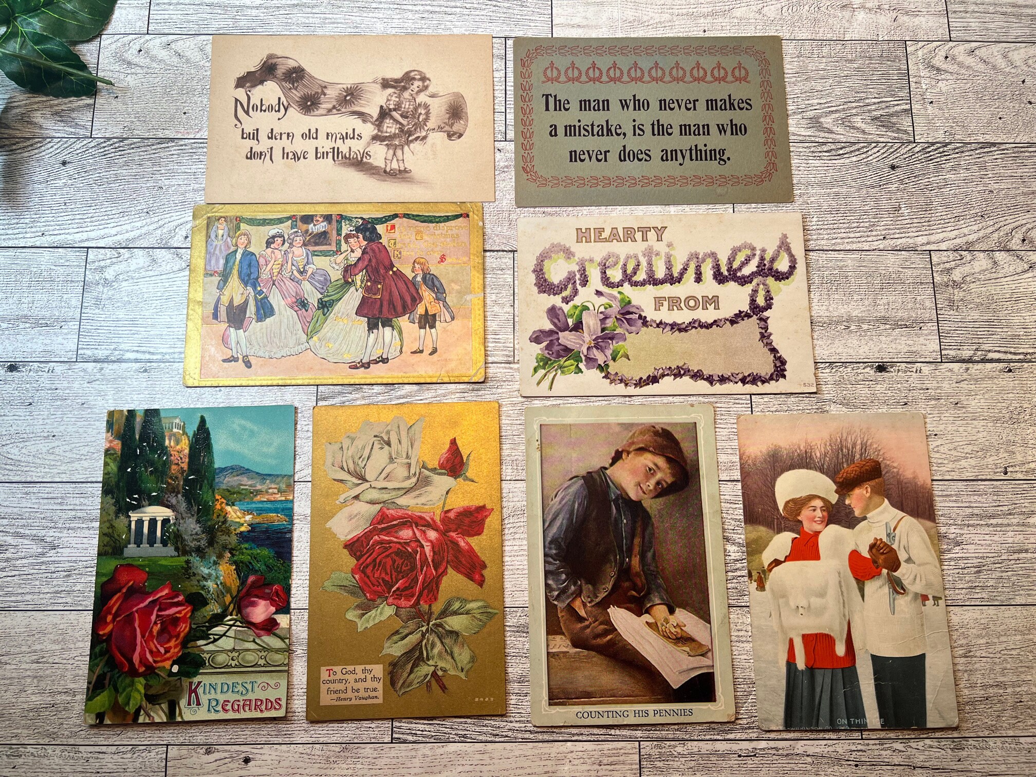 Antique 1910s Postcards, Set of 8 Victorian Unused Vintage Ephemera ...