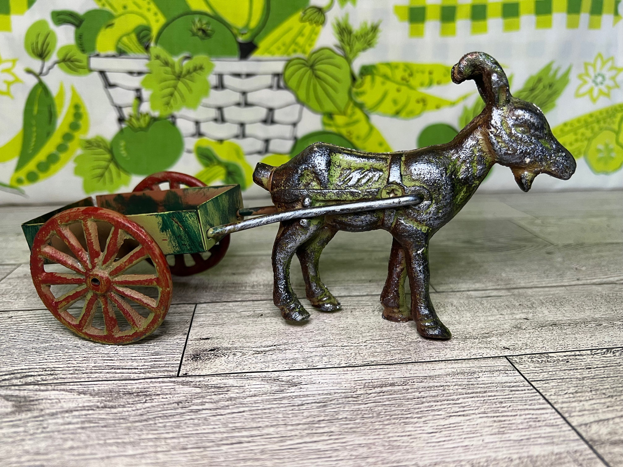 1900 Rare Antique Cast Iron Goat Pulling Cart, Kenton Hardware Toy - Etsy