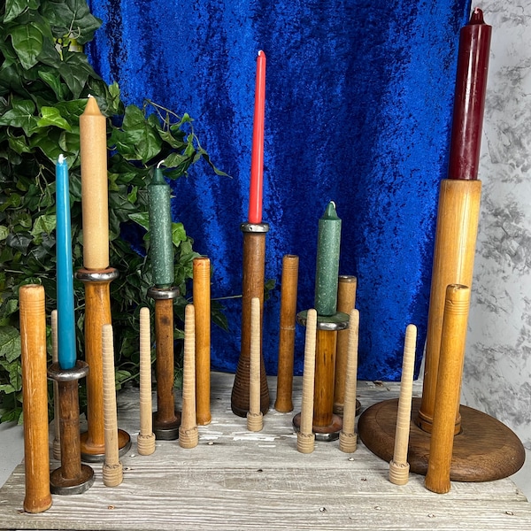 Antique Spool Candle Holders - Etsy