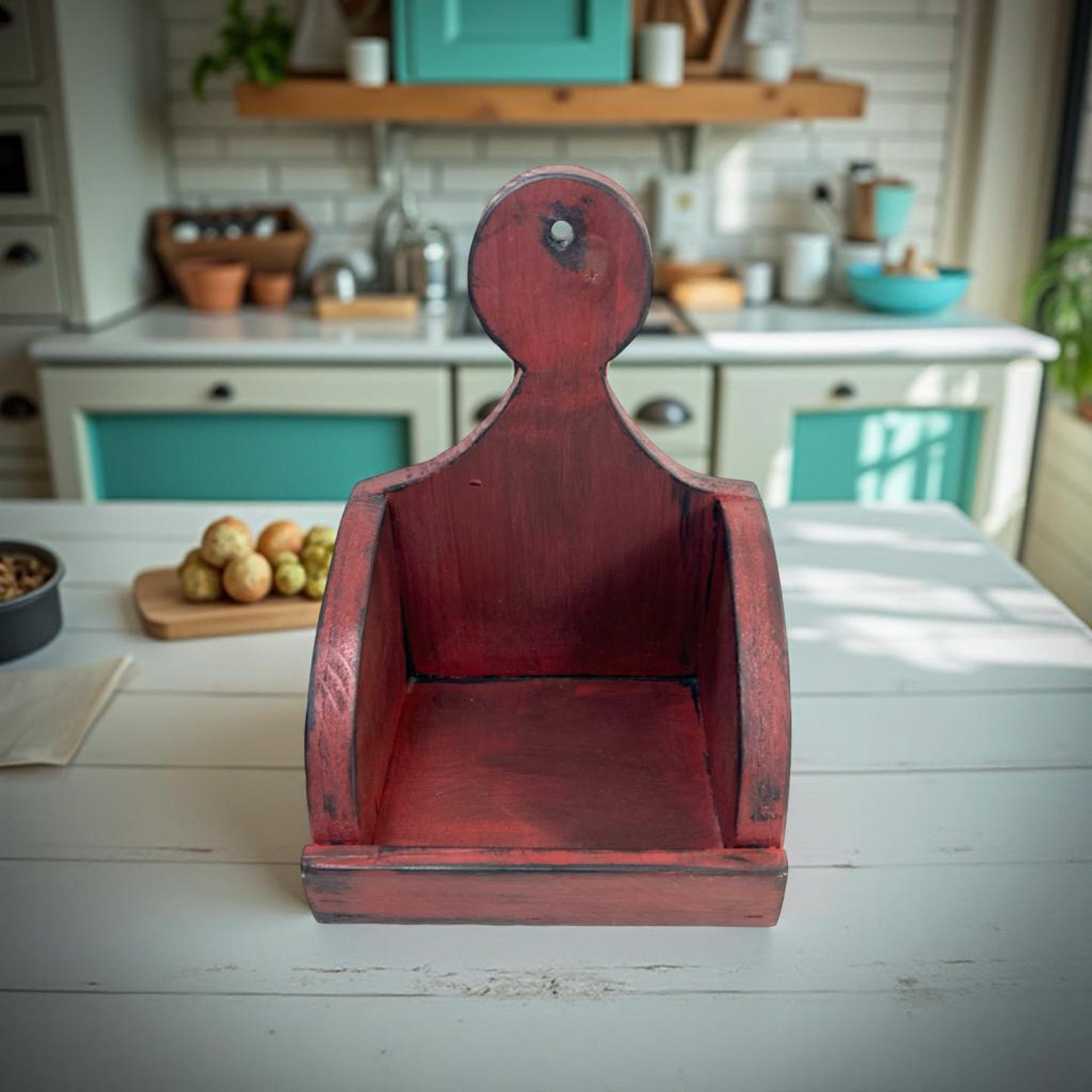 Vintage Red Wall Pocket Box: Rustic Farmhouse Kitchen Decor - Etsy