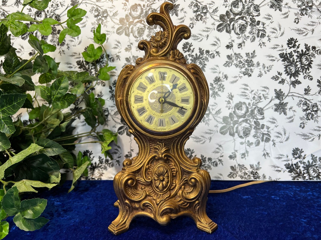 Unique Vintage 1950s Mantel Clock, Cast Metal, French Rococo ...