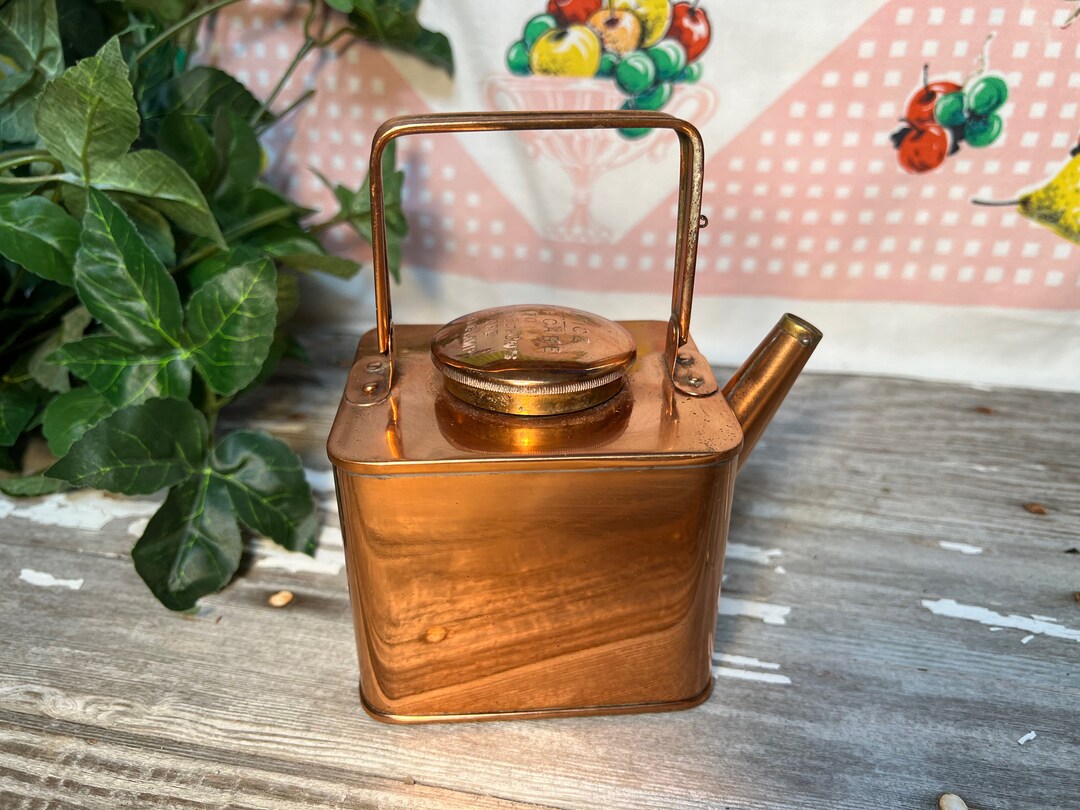 Antique Copper Brass Tallow Pot Kettle Can, Railroad Factory Home Steam ...