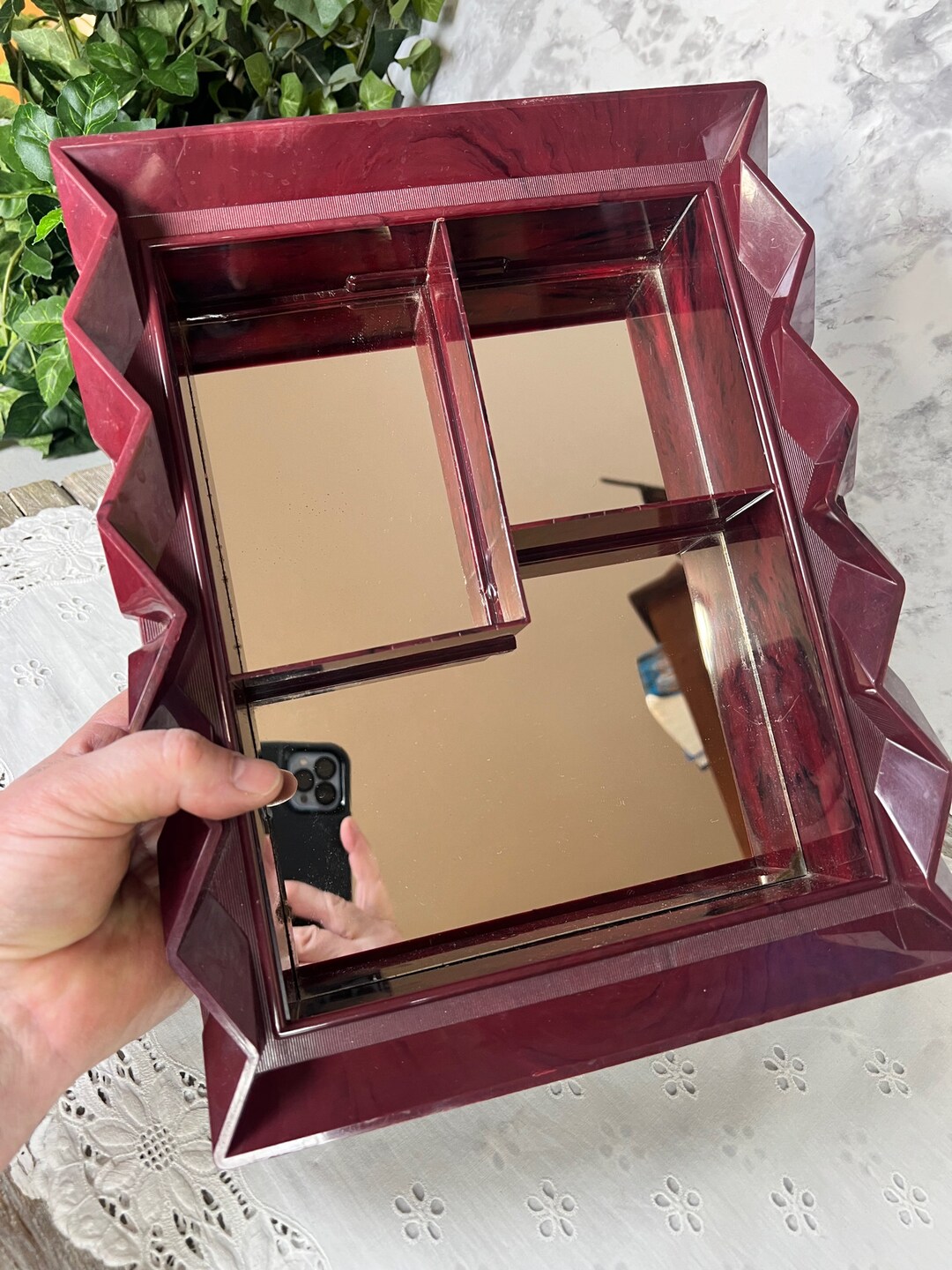 Vintage Art Deco Shadowbox, Mirror, Frame by Nu-dell Plastics, Curio ...