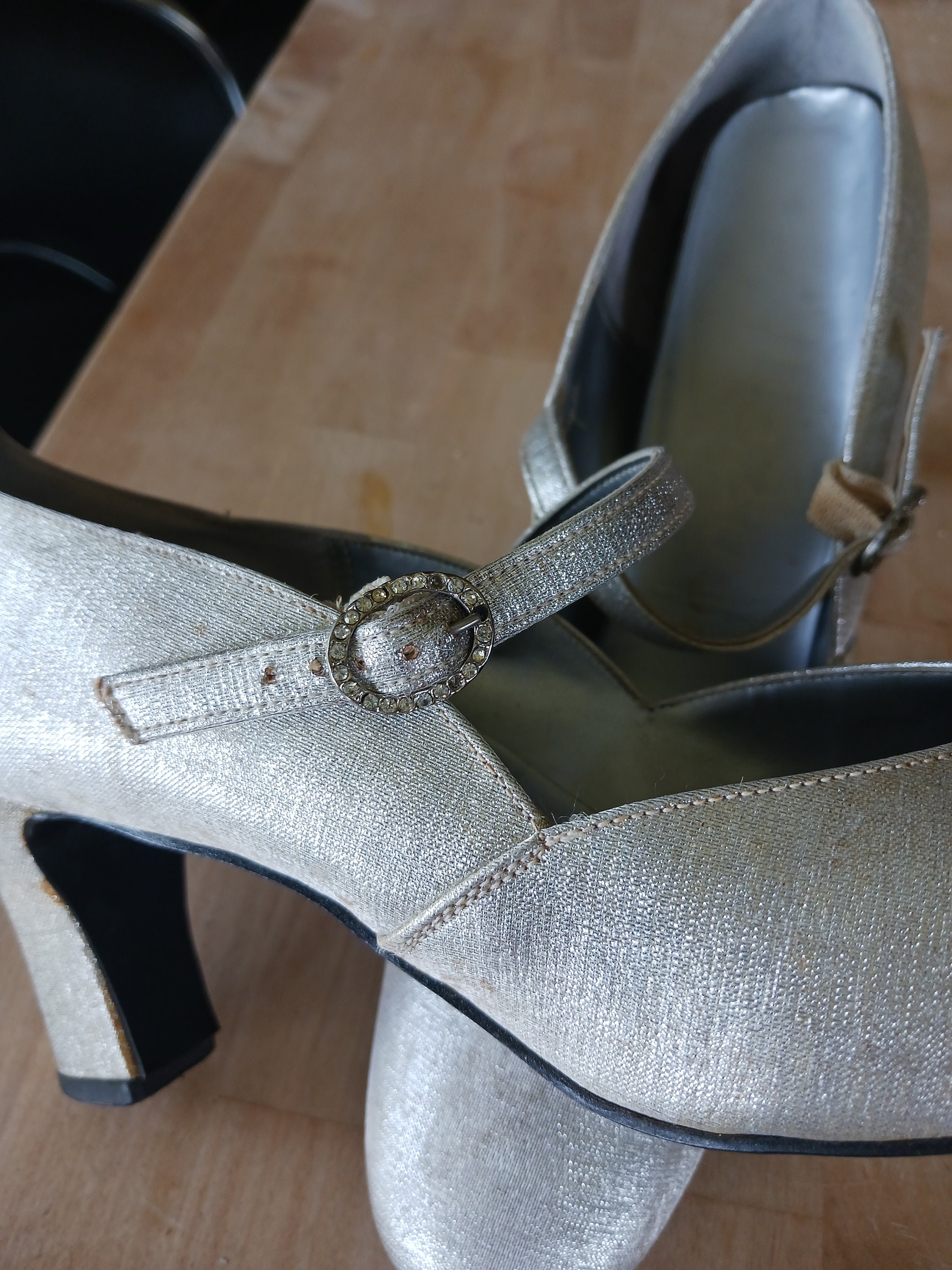 Vintage Shimmering Silver Mary Jane Style Evening Shoes - Etsy