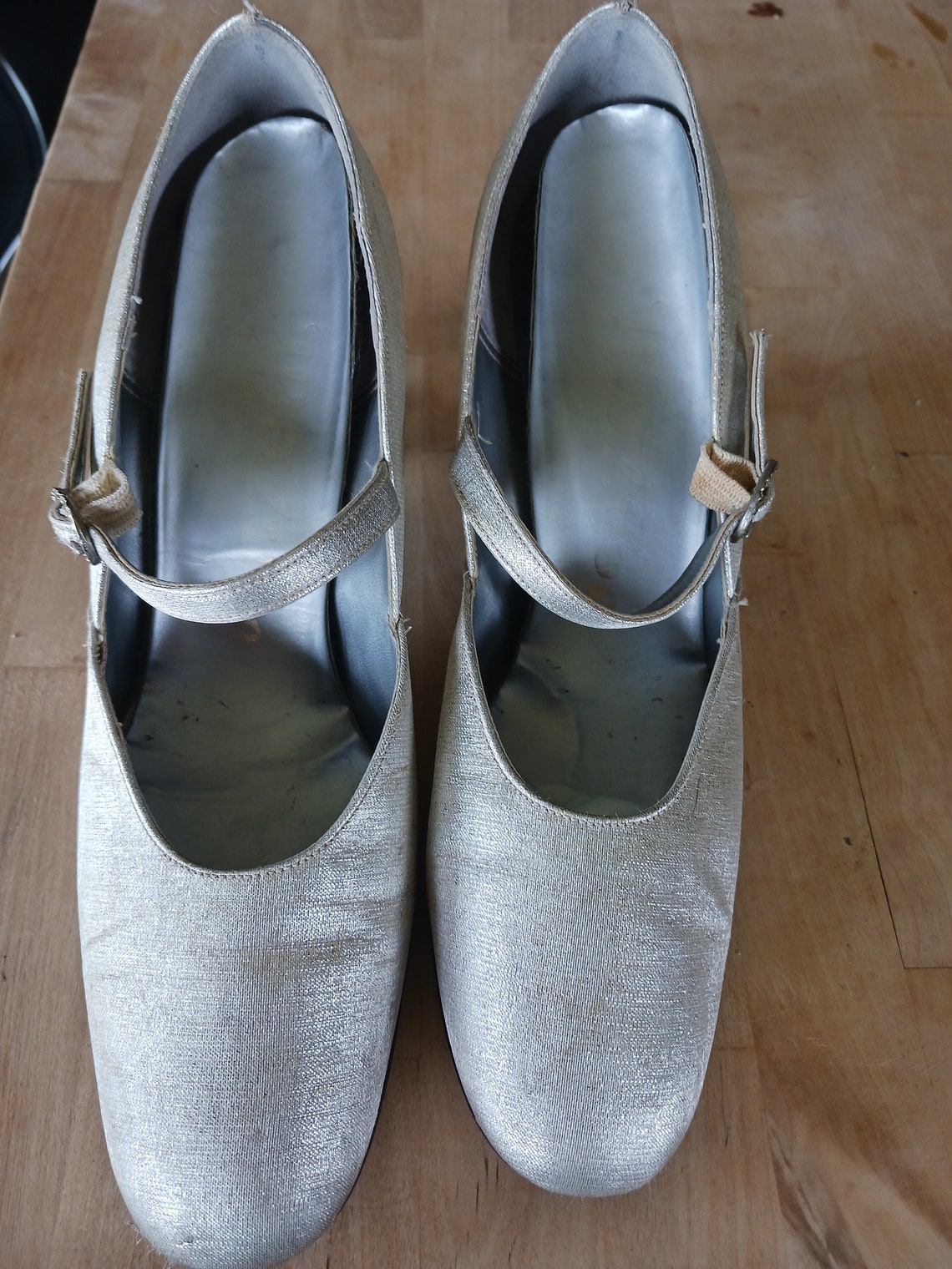 Vintage Shimmering Silver Mary Jane Style Evening Shoes - Etsy
