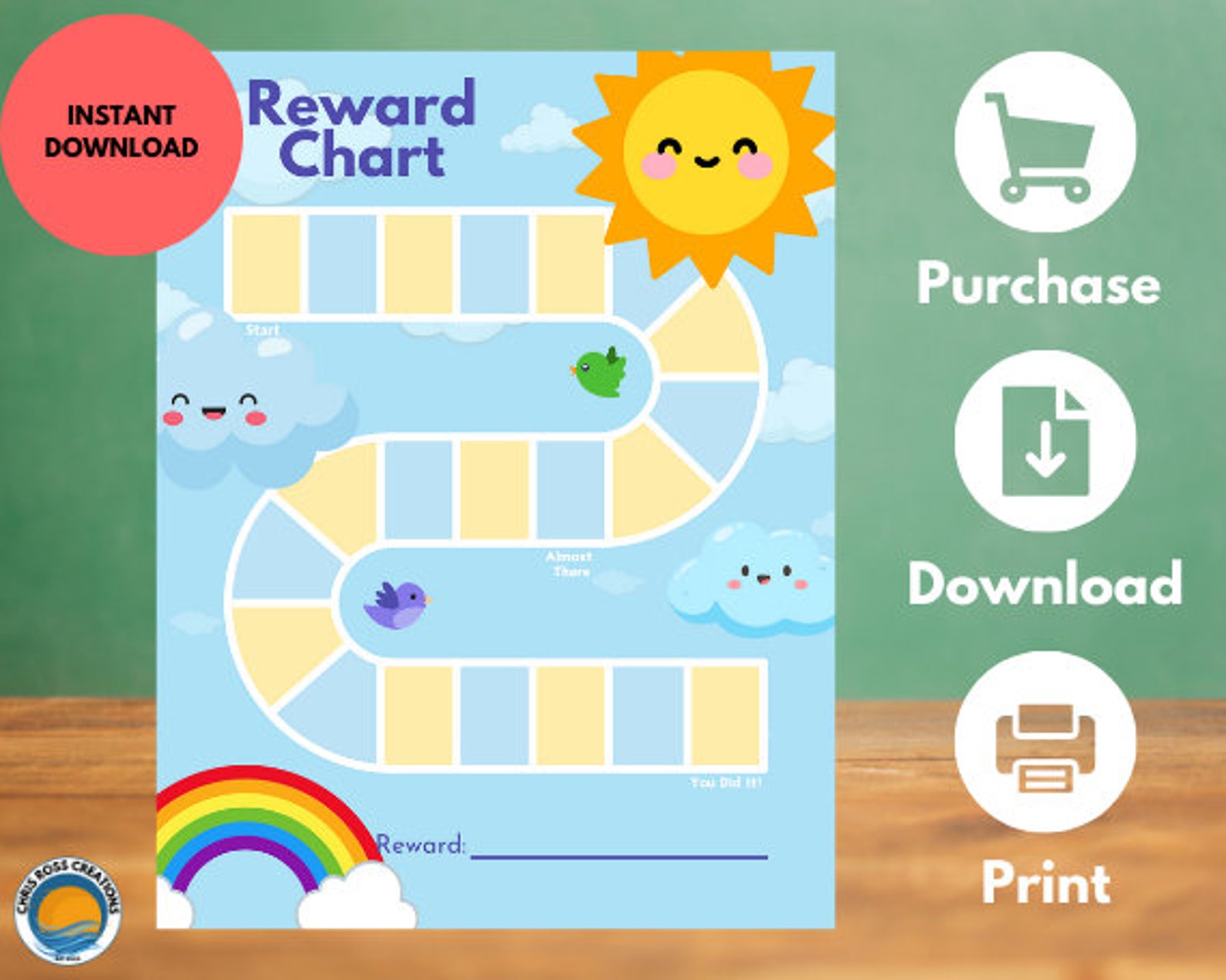 Kids Reward Chart Printable Behavior Chart Daily Chore Chart Kids ...