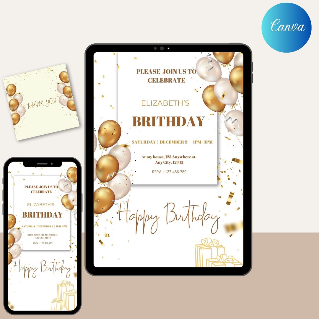 Editable Digital Birthday Lnvitation - Etsy