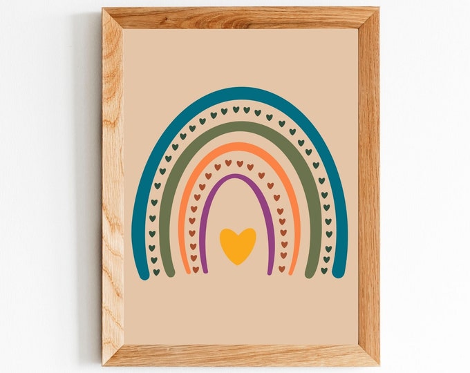 Rainbow Wall Art Printable, Rainbow Nursery Decor, Colorful Kids Room ...