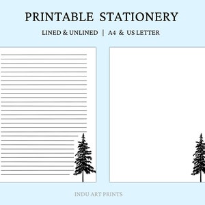 Pine Tree Letter Writing Paper, Printable Stationery Sheet, Notebook ...