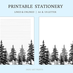 Pine Trees Printable Stationery Paper Forest Nature Letter - Etsy