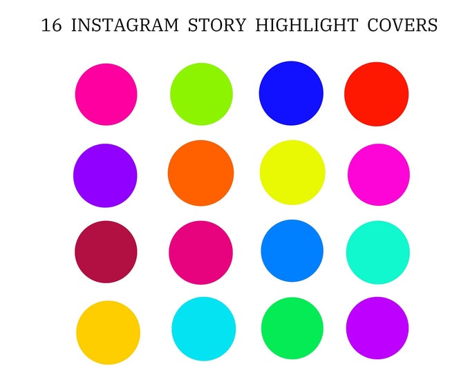 16 Instagram Highlight Covers, Solid Neon Colors, Bright Tones ...