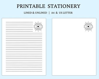 Evil Eye Printable Writing Paper Letter Writing Stationery - Etsy