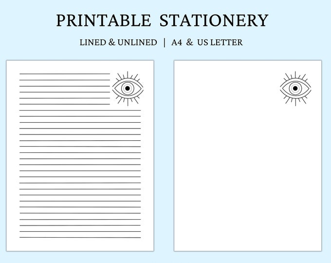 Evil Eye Printable Writing Paper Letter Writing Stationery - Etsy