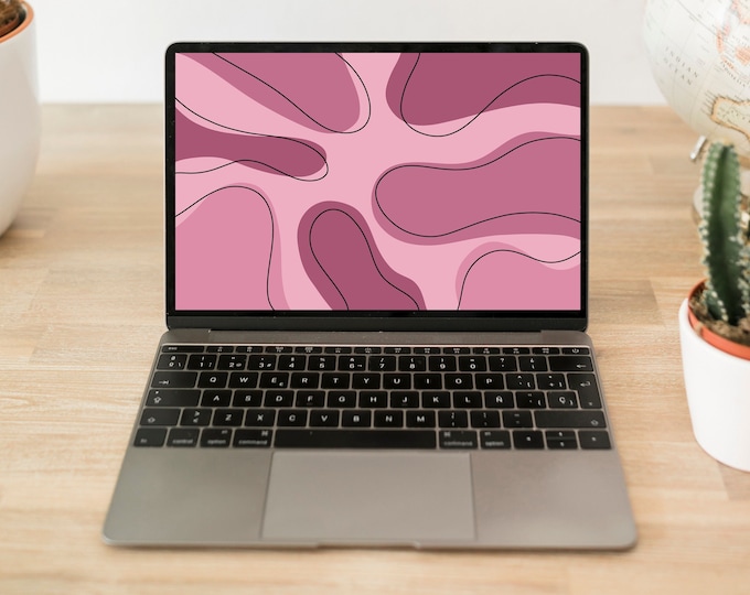 Abstract Pink MacBook Background, Modern Aesthetic Laptop Wallpaper ...