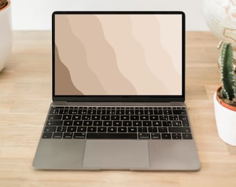 Neutral Aesthetic Laptop Wallpaper, Warm Tones MacBook Background ...