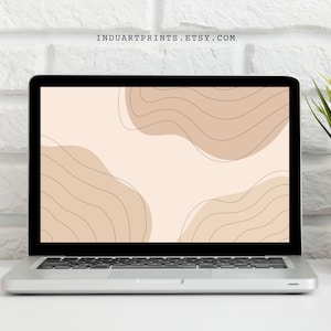 Neutral Aesthetic Laptop Wallpaper, Warm Tones MacBook Background ...