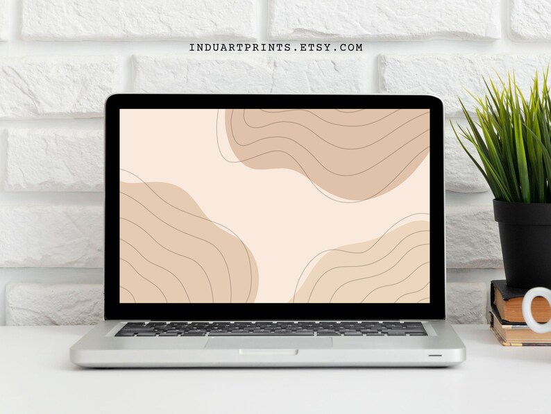 Neutral Aesthetic Laptop Wallpaper, Warm Tones MacBook Background ...