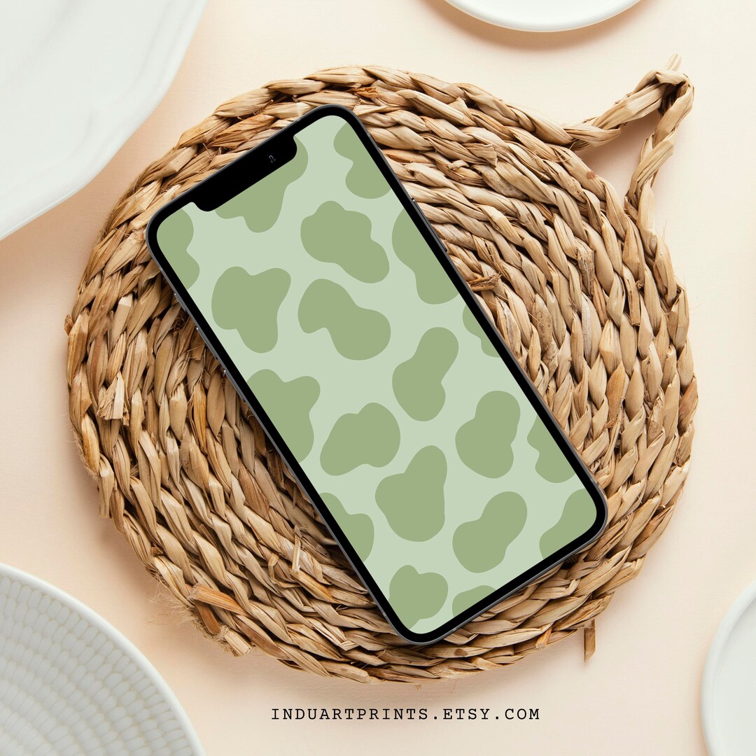 Green Cow Print Phone Wallpaper, Cute iPhone Background, Abstract ...