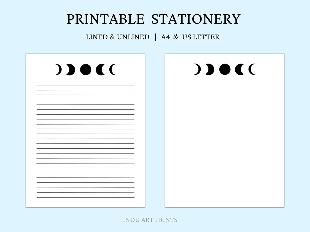 Moon Phases Printable Stationery Letter Writing Papers - Etsy