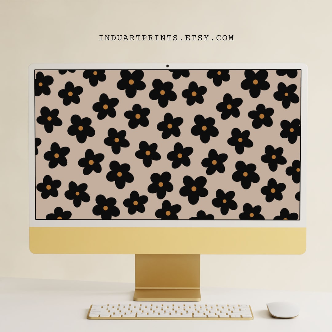 Black Daisy Desktop Wallpaper, Aesthetic Imac Background, Modern ...