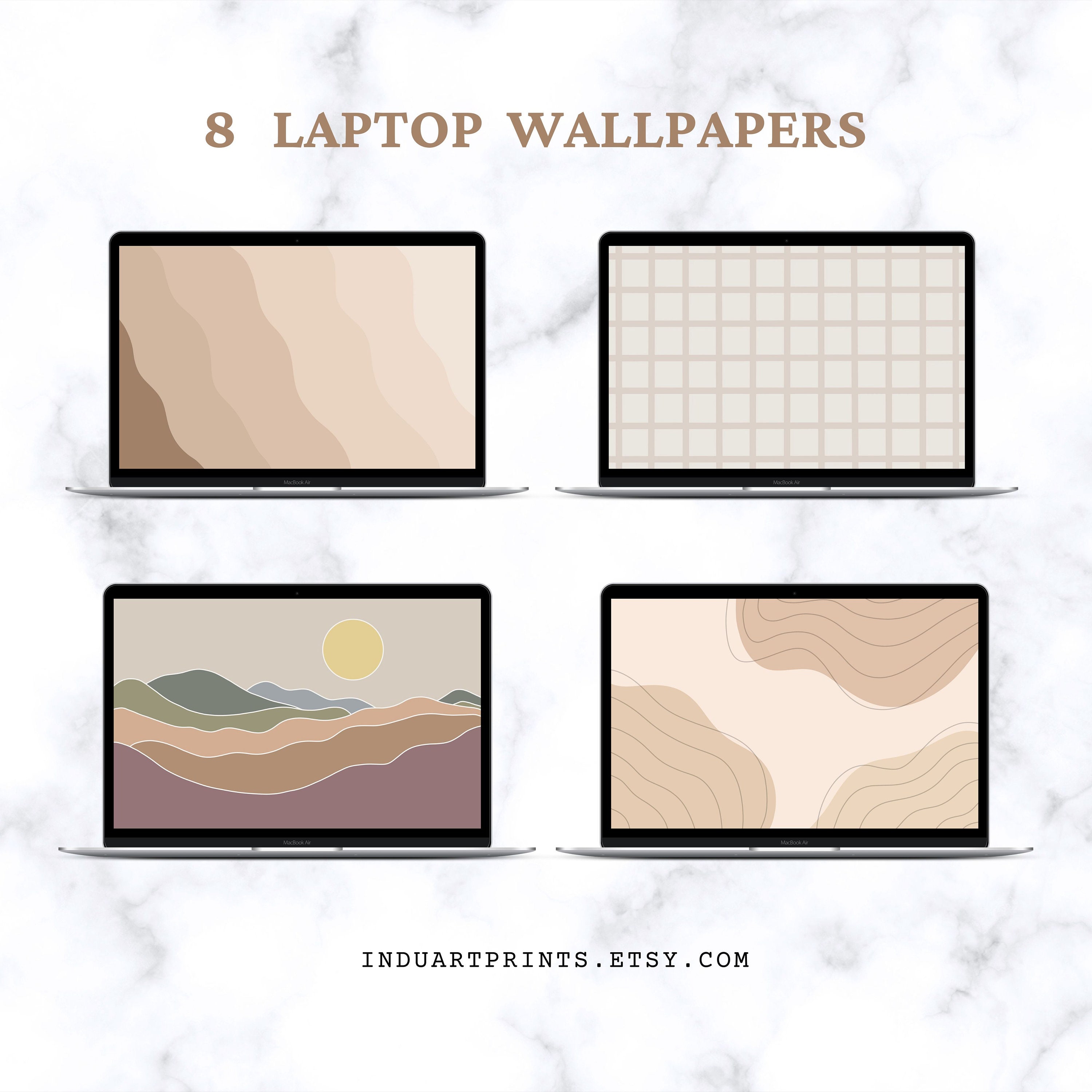 8 Neutral Aesthetic Laptop Wallpaper, Warm Tones MacBook Background ...