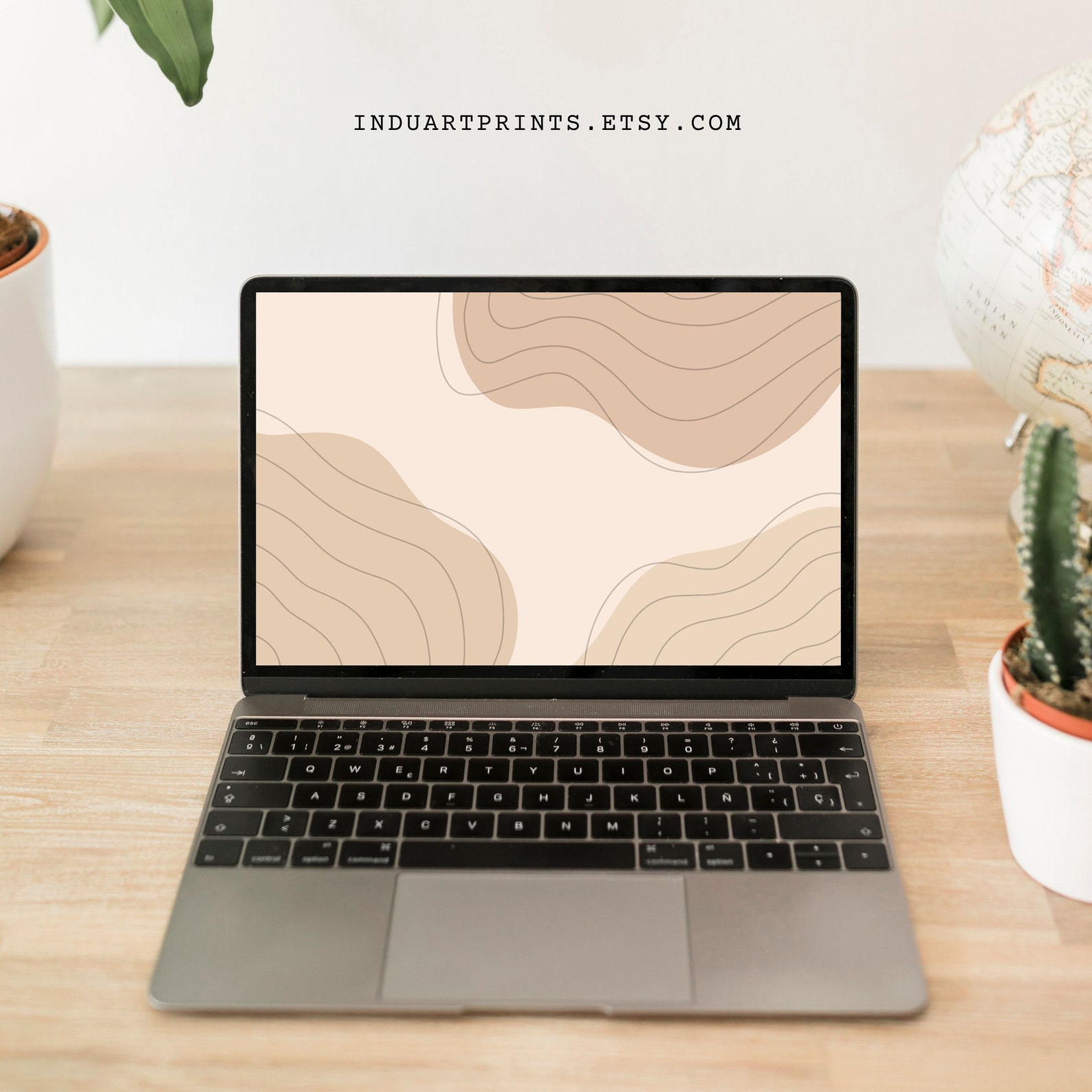 Neutral Aesthetic Laptop Wallpaper, Warm Tones MacBook Background ...